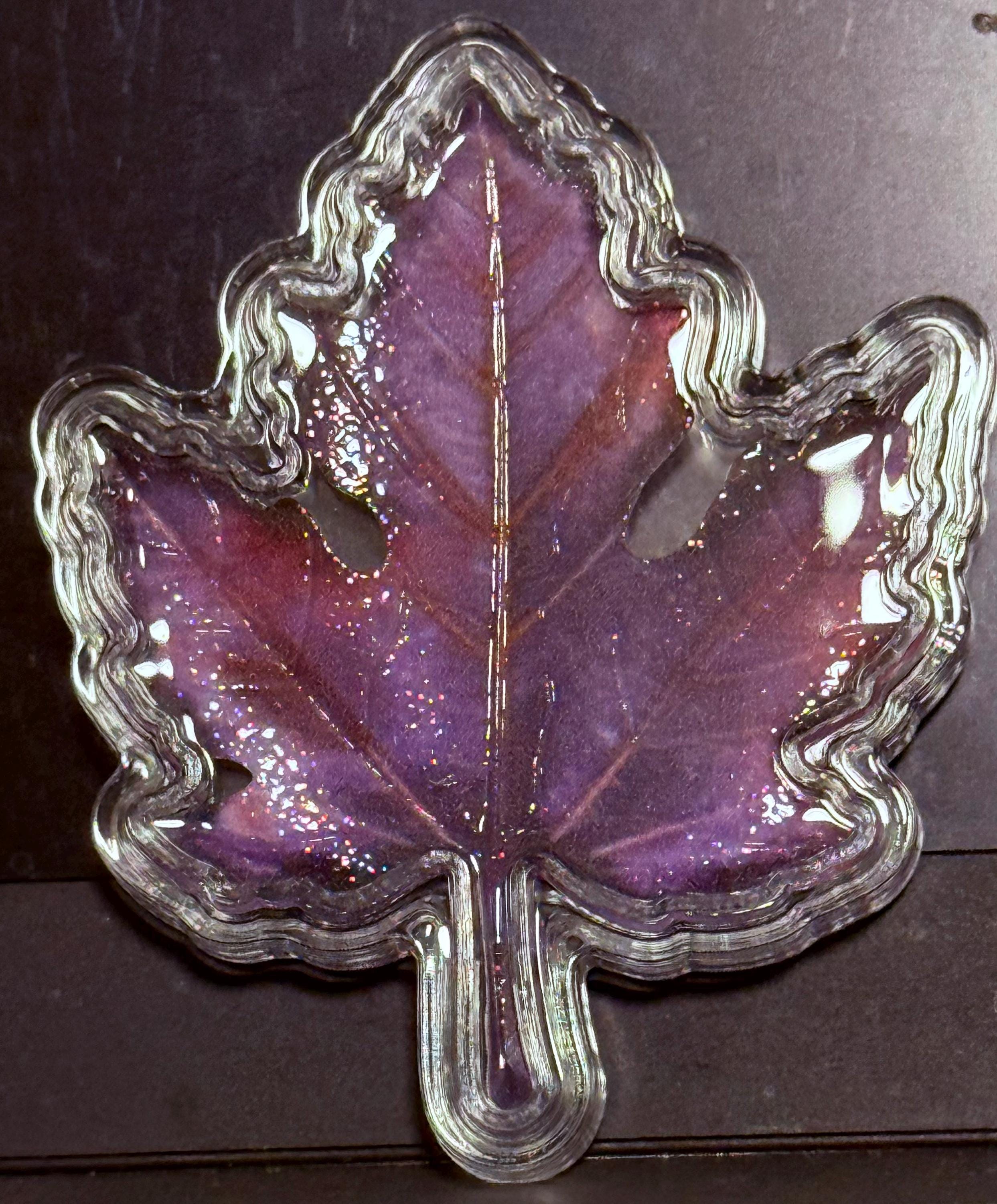Pure Silver Maple Leaf Shaped Art Bar, Purple & Pink • 1.5g Fine (.999 ...