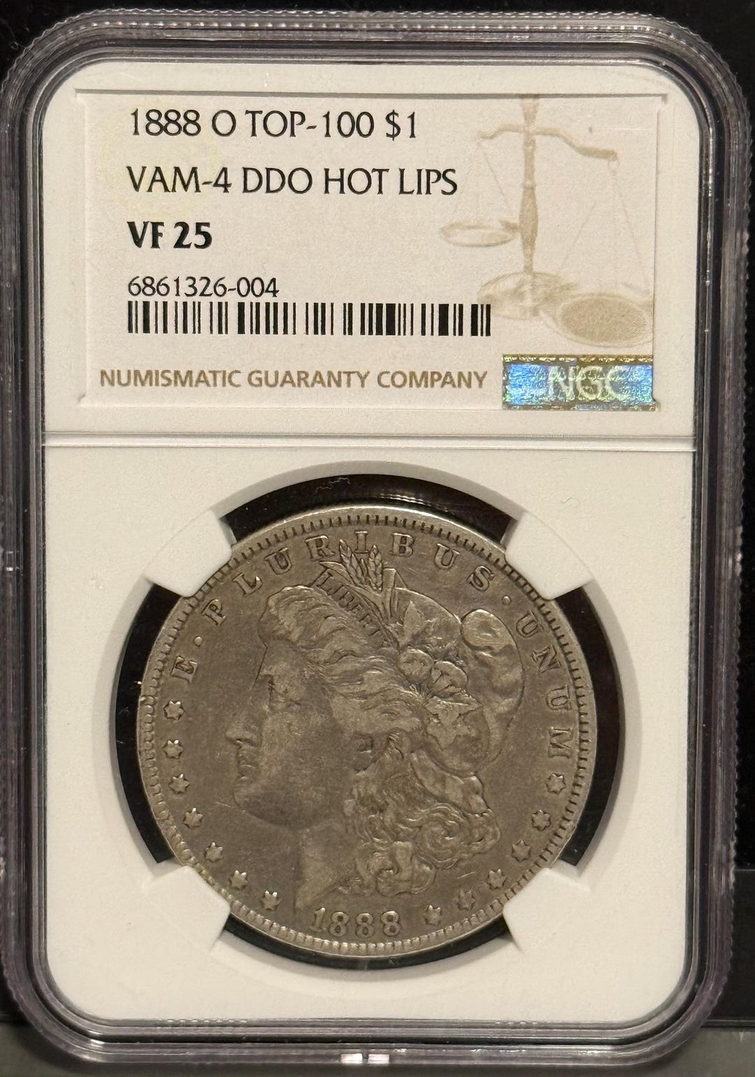 1888 O Morgan Silver Dollar • Top 100 VAM-4 Variety, Double Die Obverse (DDO) Hot Lips • New ...