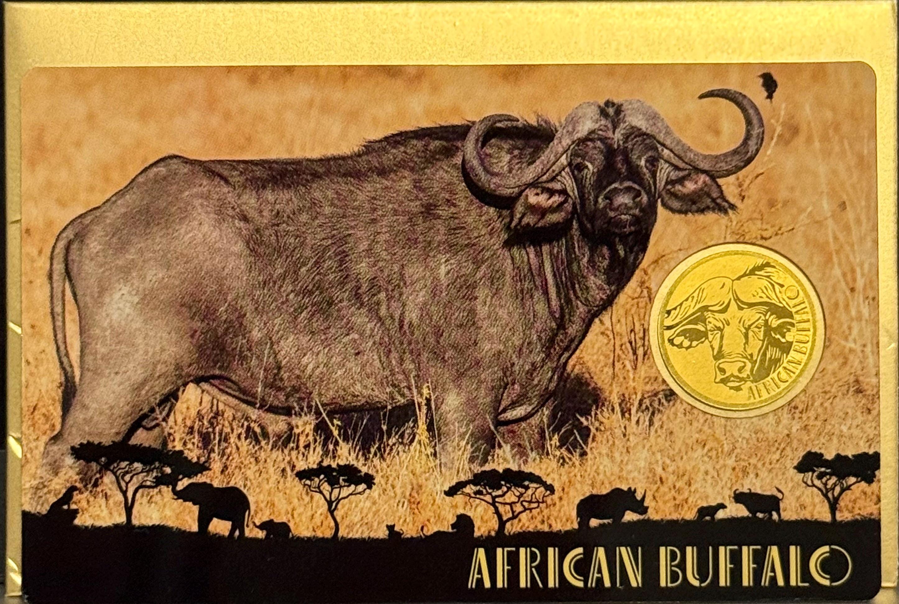 African Buffalo PURE GOLD COIN in Assay Card • 1/1000oz Fine Gold (.999 ...