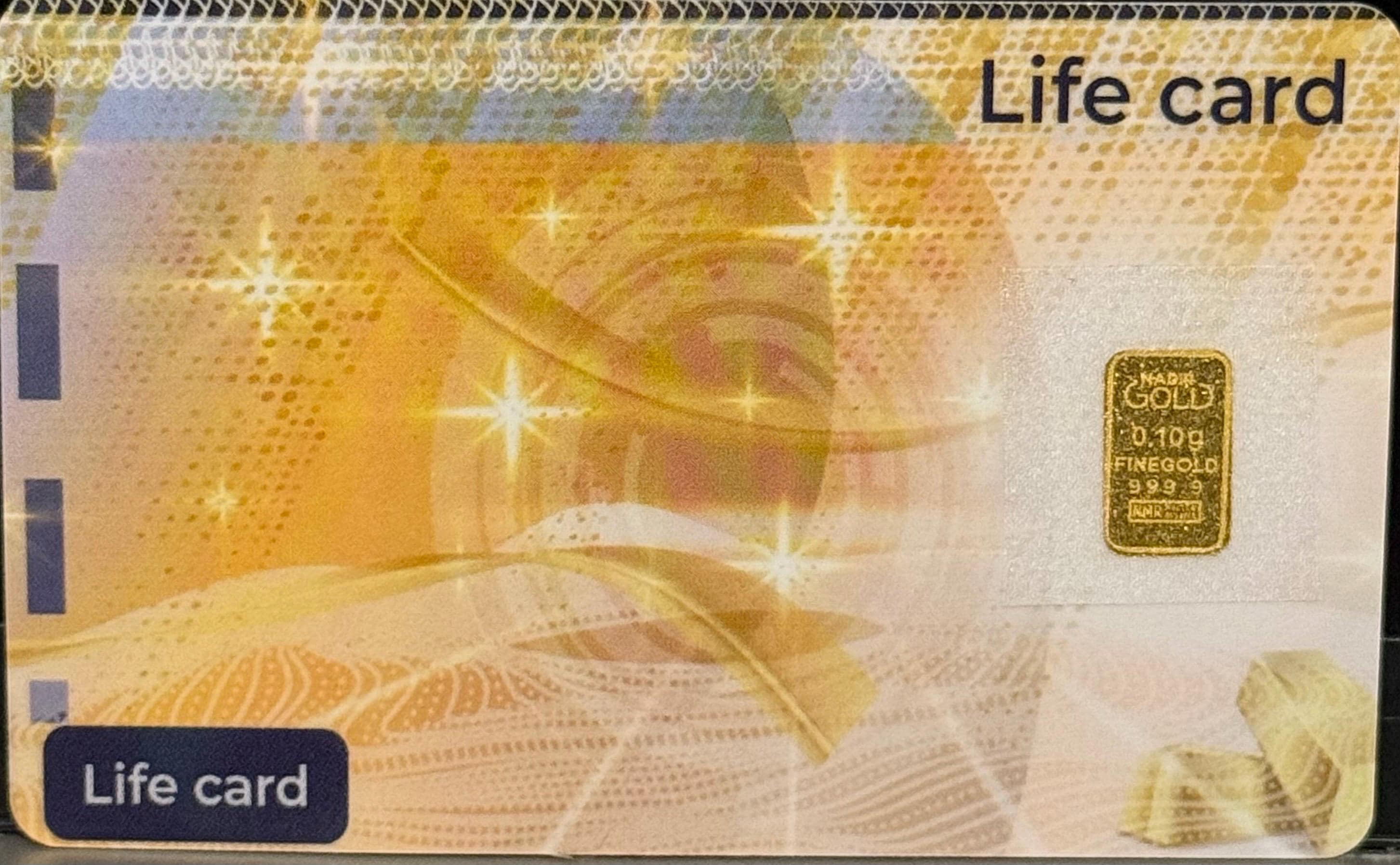 Nadir Metal Refinery 1/10 Gram Gold Bar Life Card • 0.1g Pure Gold in ...