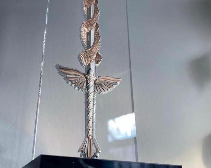 Pure Silver Sword of Saint Michael, Rose Pink Yellow Gold Gilded ...