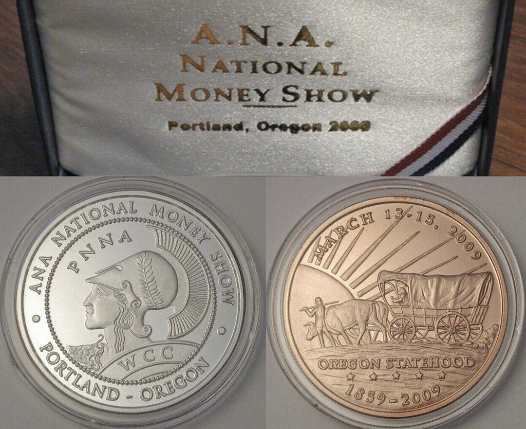 2 MEDAL SET • Oregon Trail Commemorative Rounds • 1 Oz Fine Silver + 1 ...