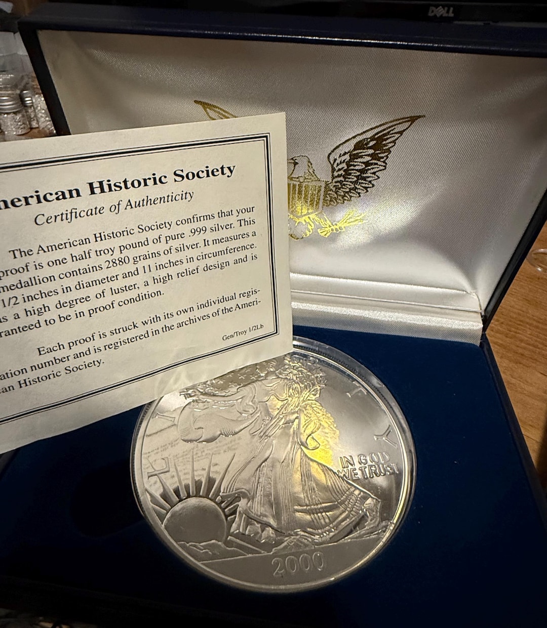2000 American Historic Society Half Troy Pound Walking Liberty Silver ...