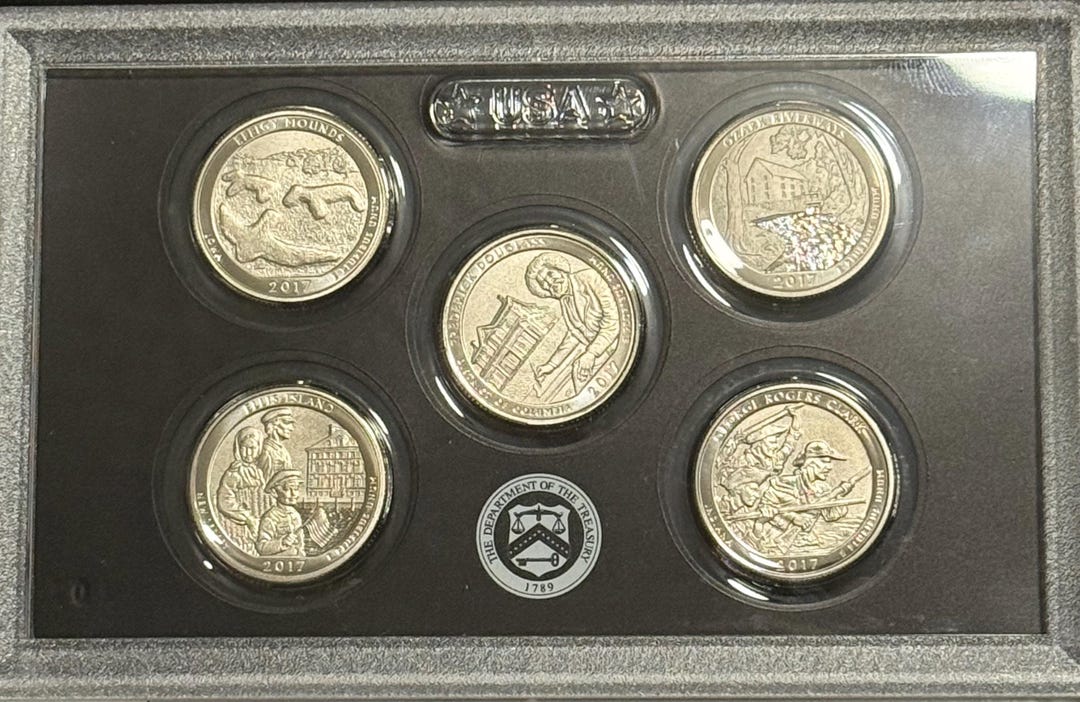 2017 S 225th Anniversary Enhanced Uncirculated Clad Quarters • 5 Coin ...