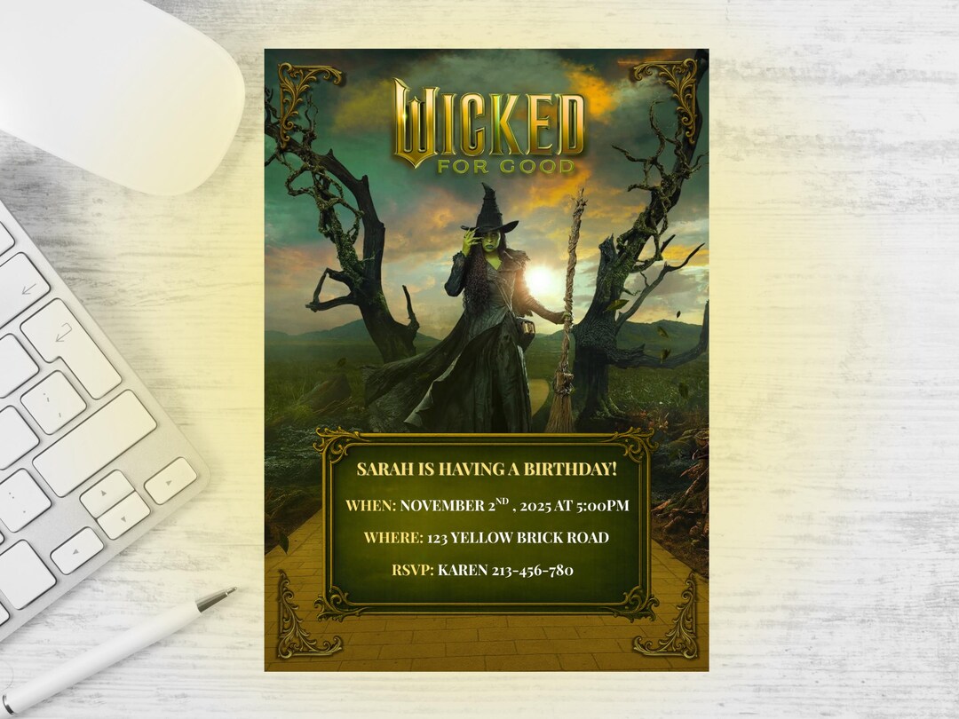 Editable Wicked 2 ‘for Good’ Invitation Elphaba Themed Party Printable ...