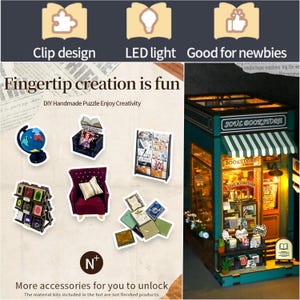 Soul Bookstore – DIY Miniature Book Nook Kit With LED | 3D Wooden ...
