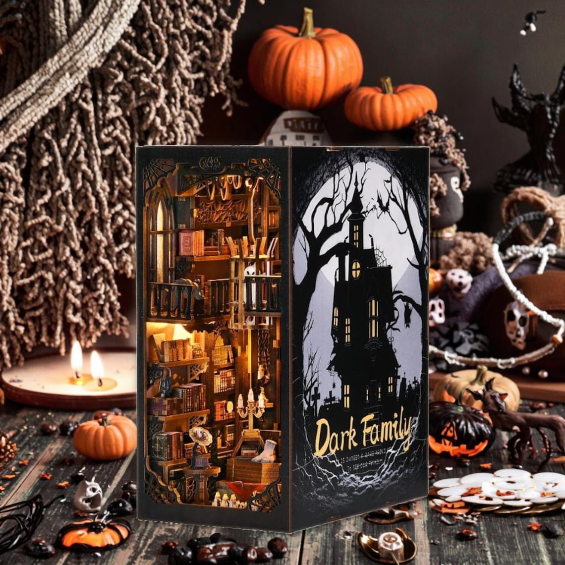 Addams Family Book Nook DIY Kit: 3D Wooden Puzzle Bookshelf Insert - Etsy