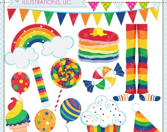 Rainbows Clipart Scrapbook printables Vector Rainbow and | Etsy