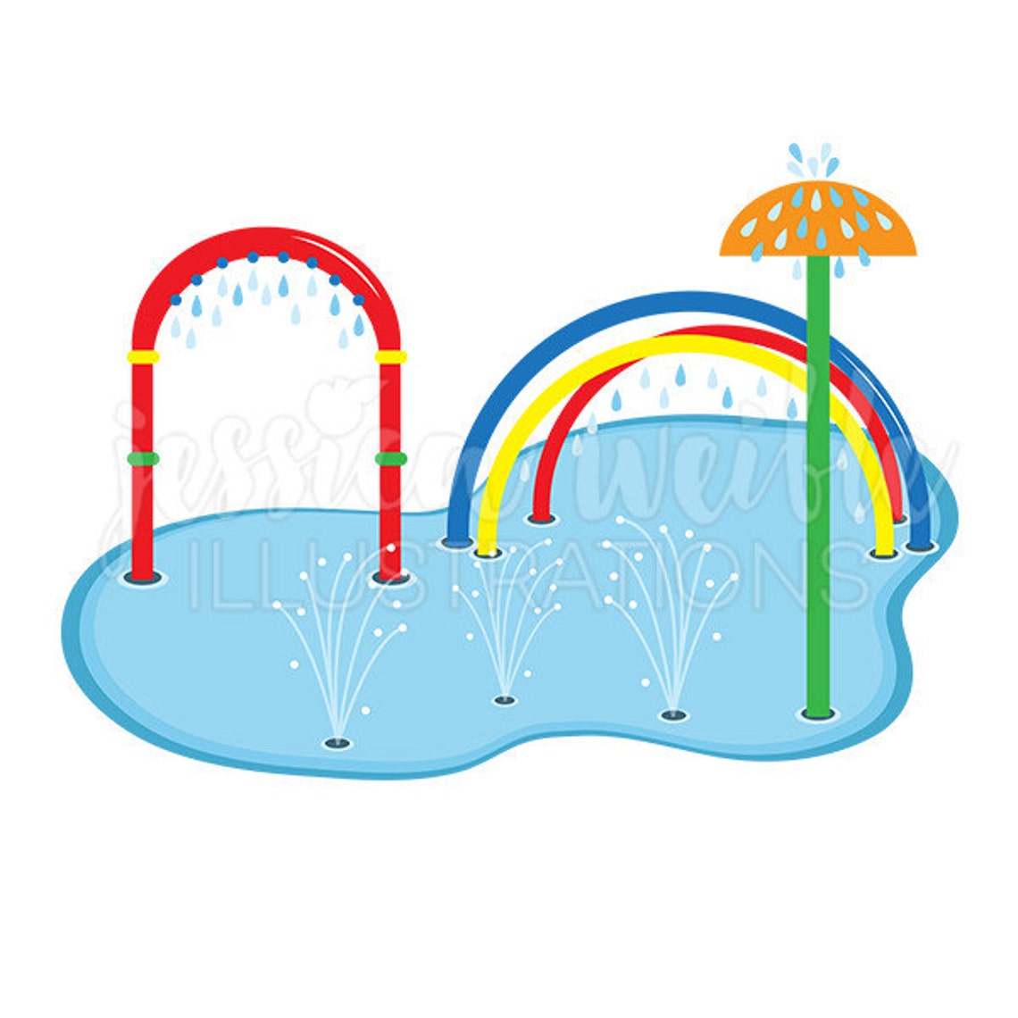 Splash Pad Clip Art Cute Digital Clipart Water Park Clip | Etsy