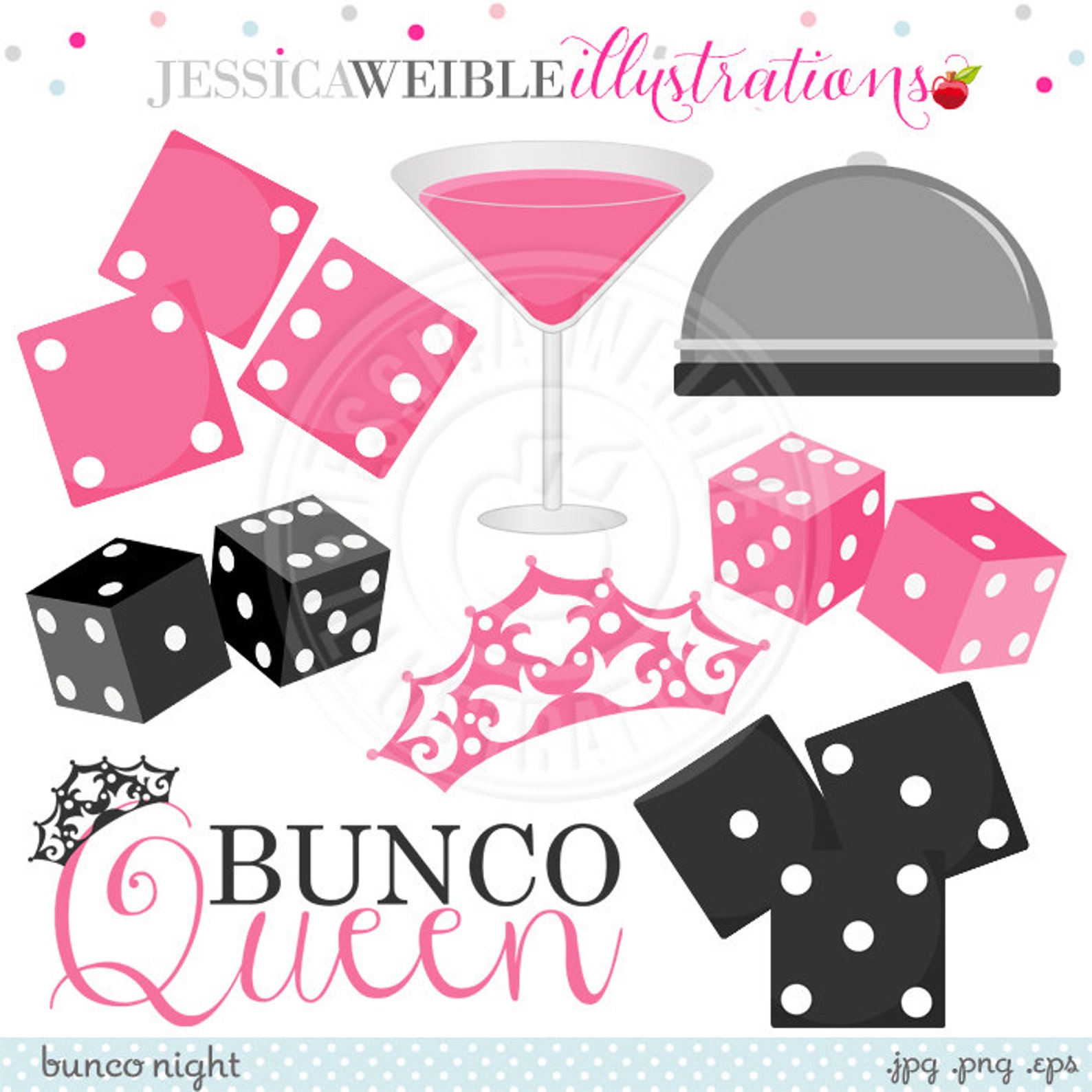 Bunco Night Cute Digital Clipart Commercial Use Ok Dice | Etsy