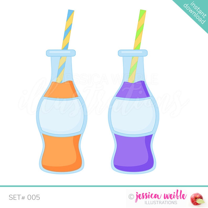 Soda Pop Cute Digital Clipart Cute Soda in Bottle Clip art | Etsy