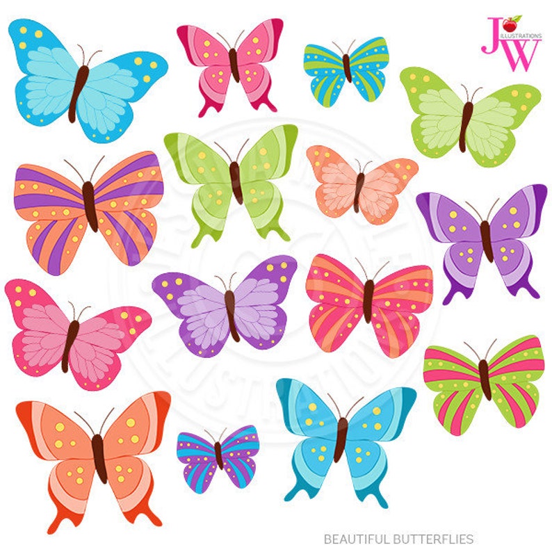 Beautiful Butterflies Cute Digital Clipart Butterfly Clip | Etsy