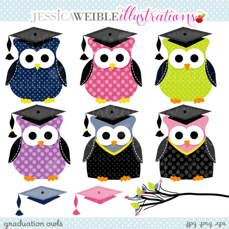 Graduation Owls Cute Clipart Graduation Clip art Graduation | Etsy