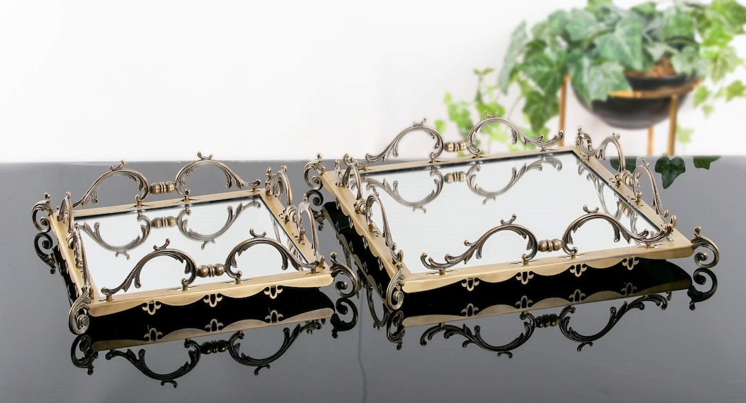 Gold Mirrored Serving Tray Square | Wedding Food Display Stand ...