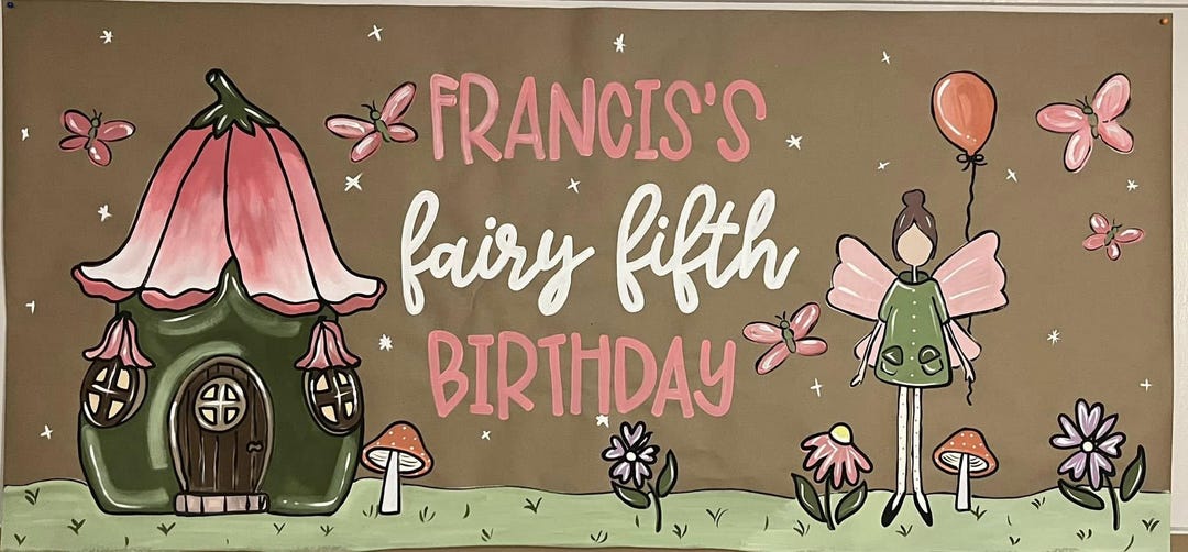 Handpained Kraft Paper Banner, Fairy "age" Birthday Banner - Etsy