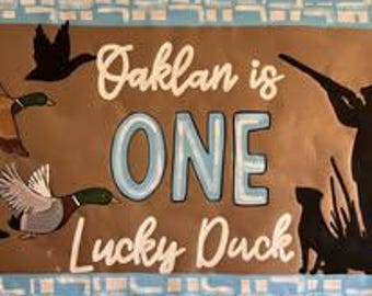 One Lucky Duck Birthday Party Hand Painted Banner - Etsy