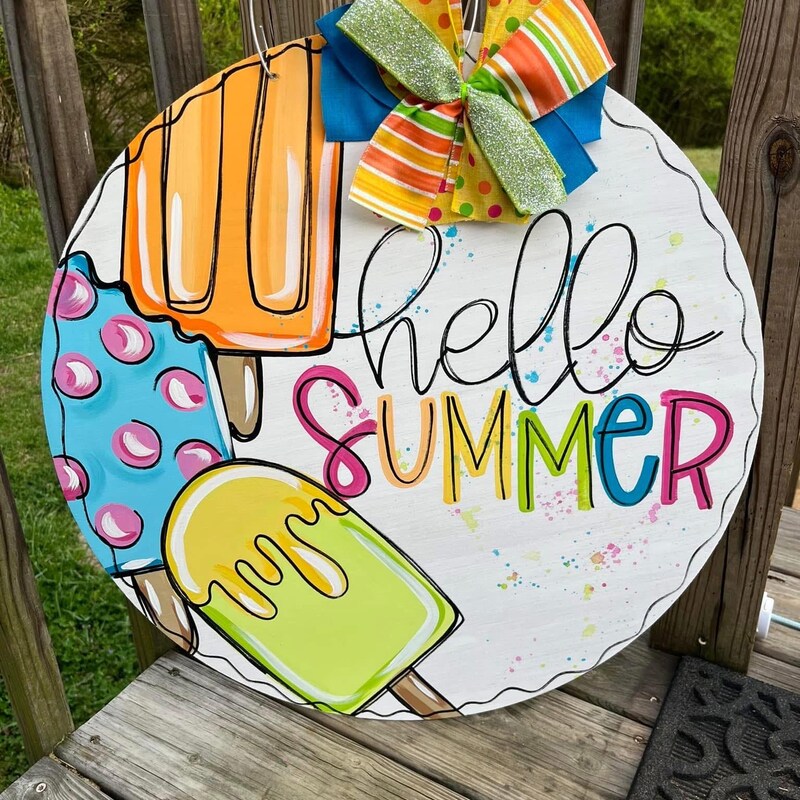 Round Wood Summer Sign - Etsy
