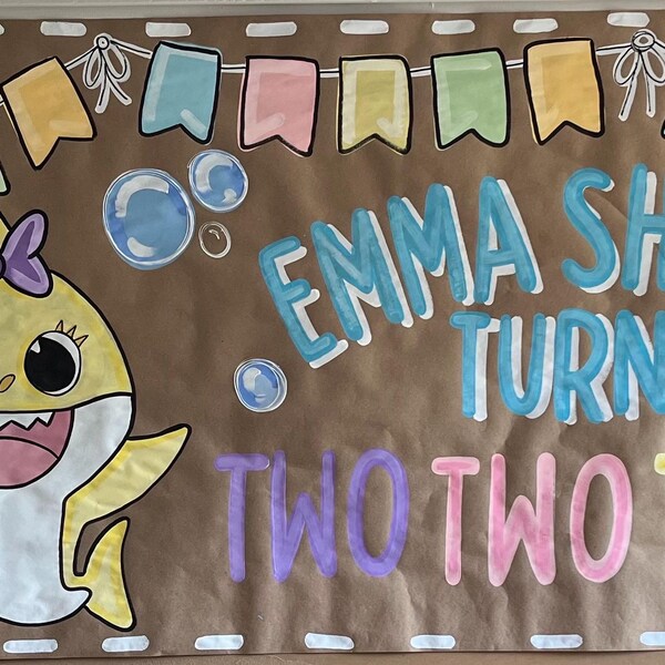 Shark Birthday Banner - Etsy