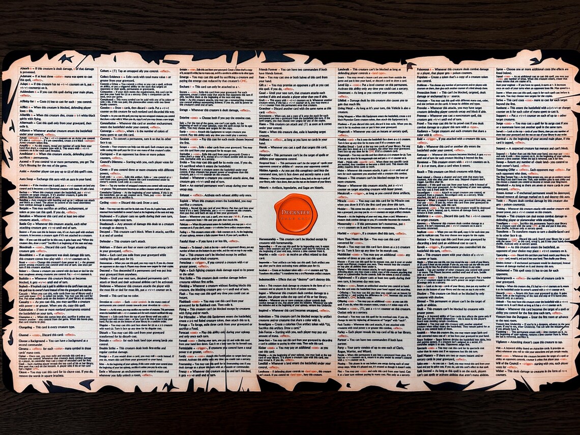 MTG Playmat With Alphabetized Keywords, Unofficial MTG Mat, Gifts for ...
