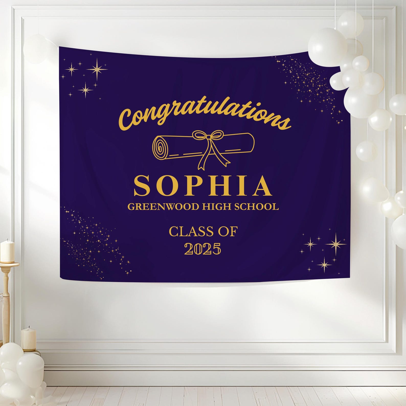 Graduation Backdrop 2025, Custom Class of 2025 Graduation Party Banner ...