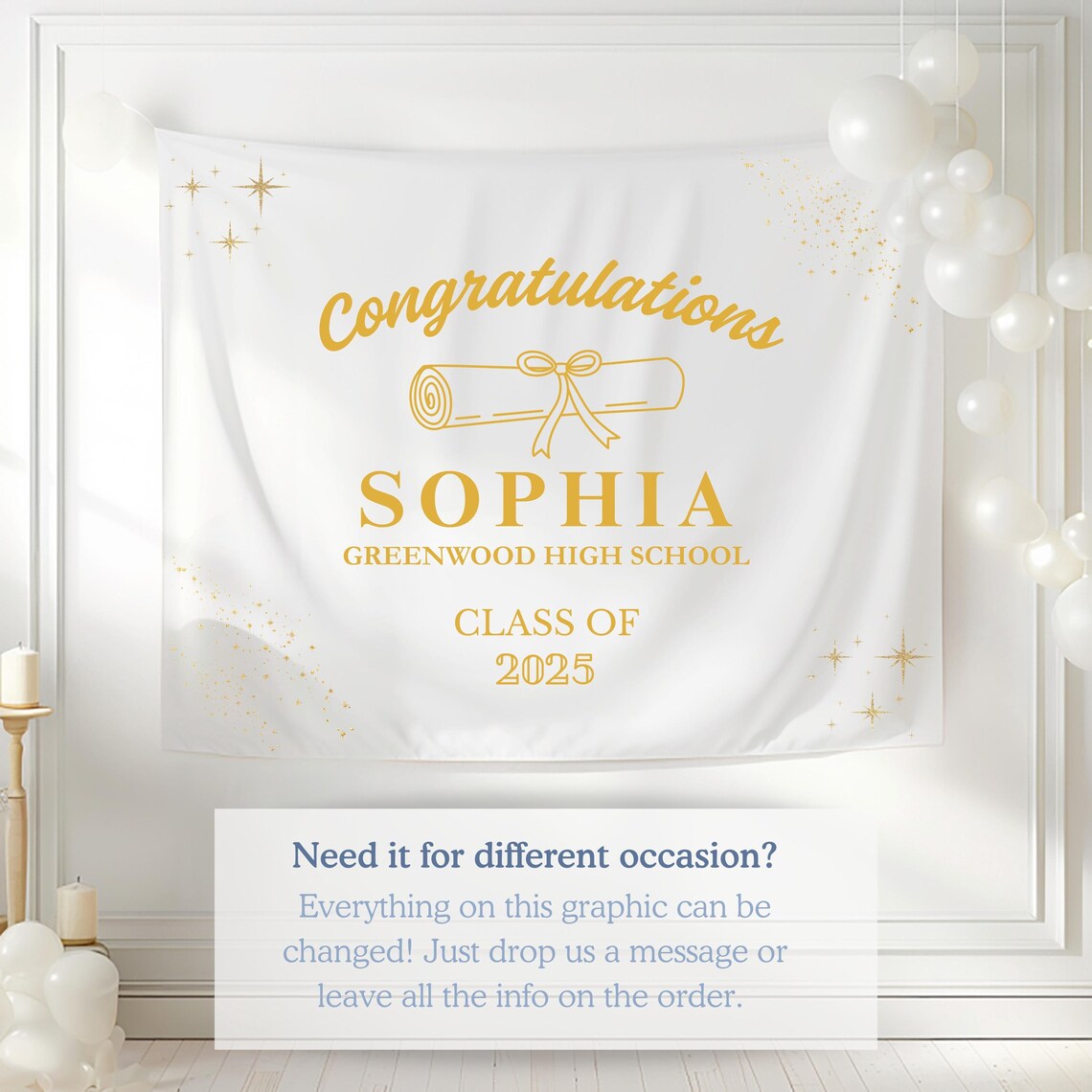 Graduation Backdrop 2025, Custom Class of 2025 Graduation Party Banner ...