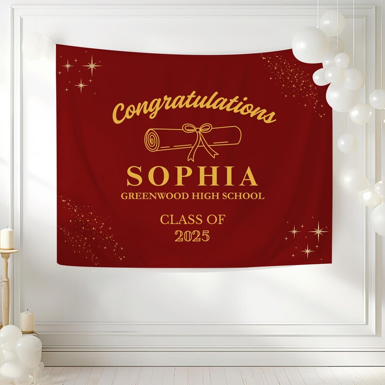 Graduation Backdrop 2025, Custom Class of 2025 Graduation Party Banner ...
