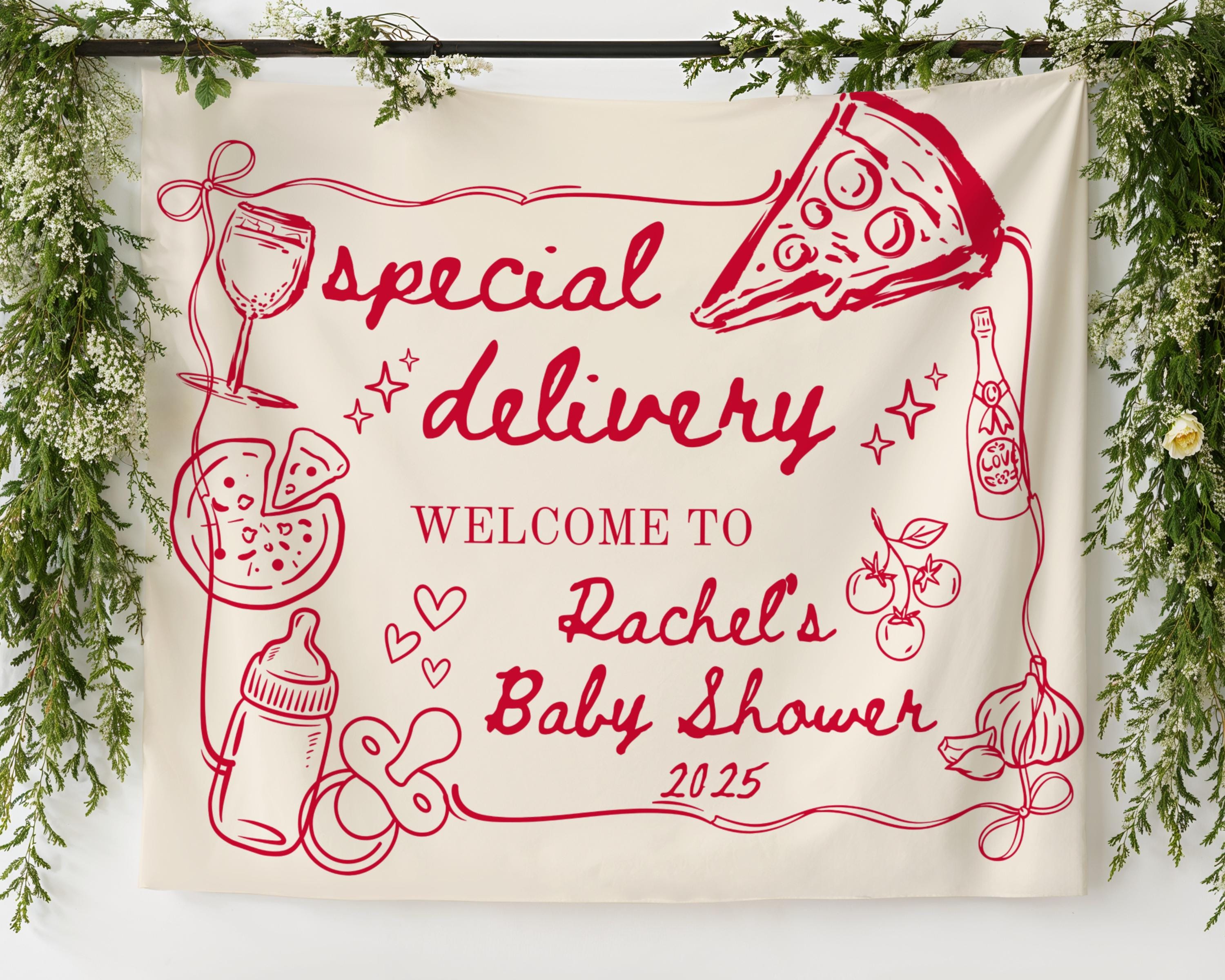 Special Delivery Baby Shower Banner Stork Backdrop Party Sign ...