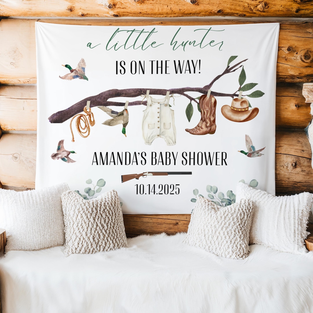 A Little Hunter is on the Way Banner Custom Duck Hunting Baby Shower ...