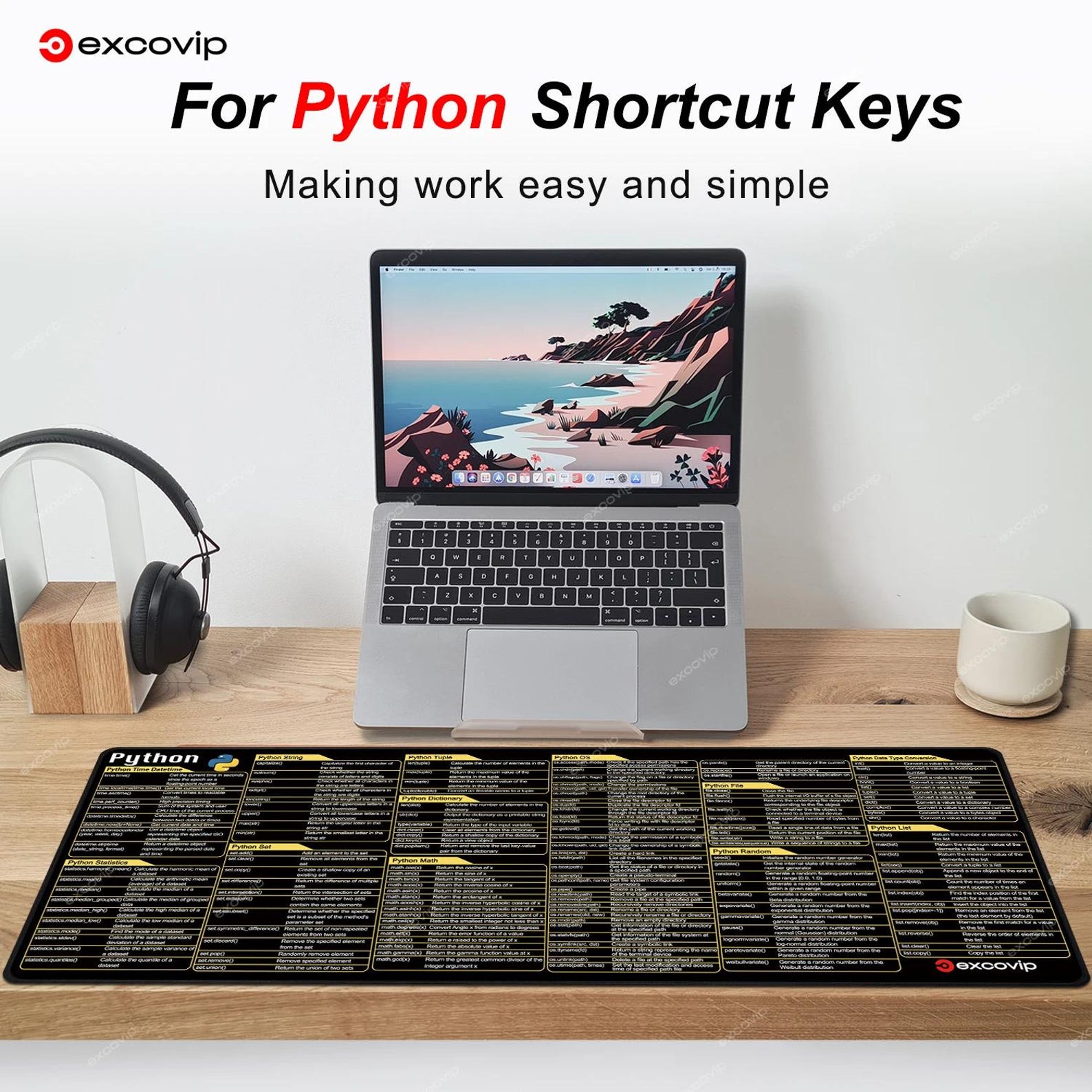 Python Cheat Sheet Mouse Pad Python Shortcut Keys Mouse Pad Desk Mat For Programming