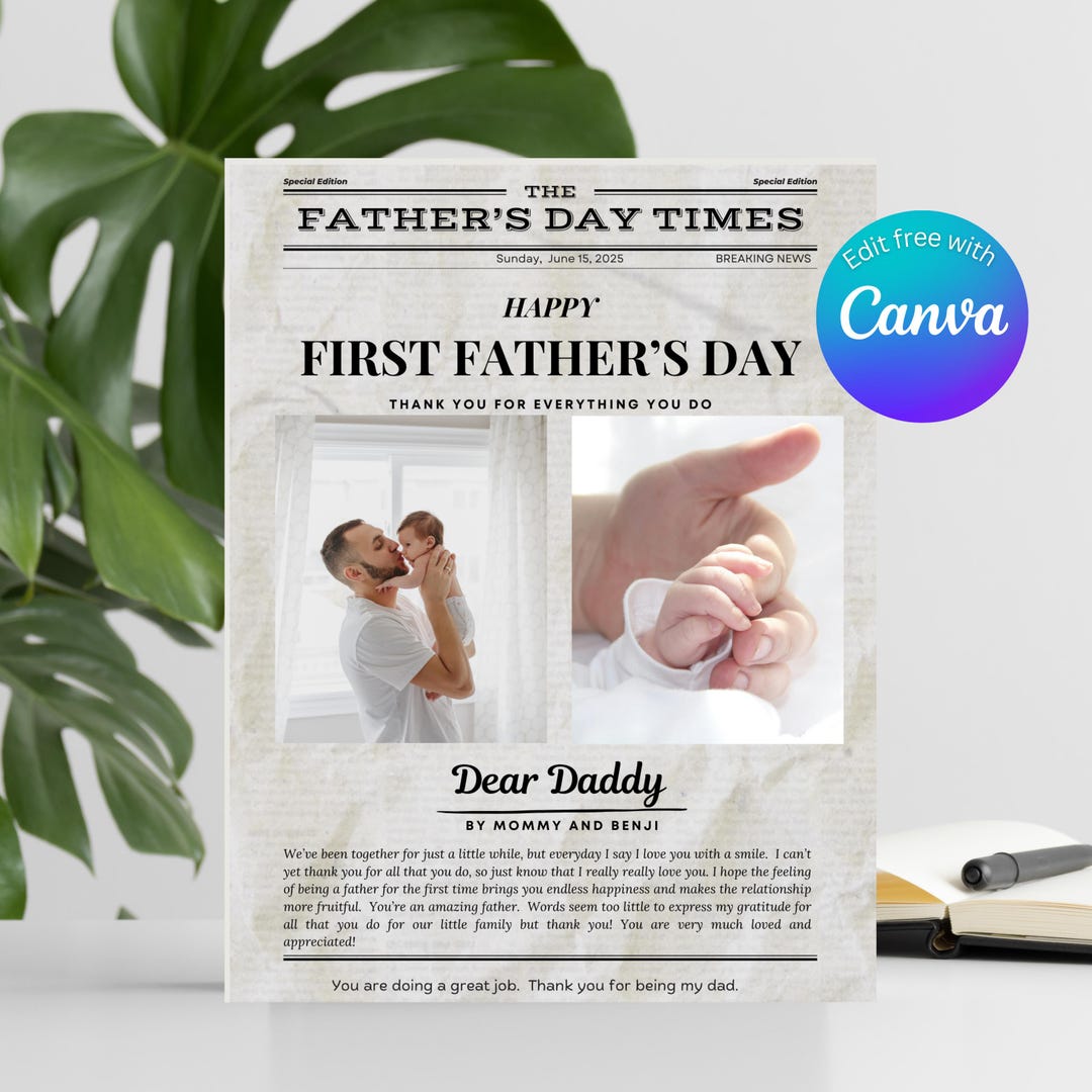 Editable Father’s Day Newspaper |personalized “father’s Day Times ...