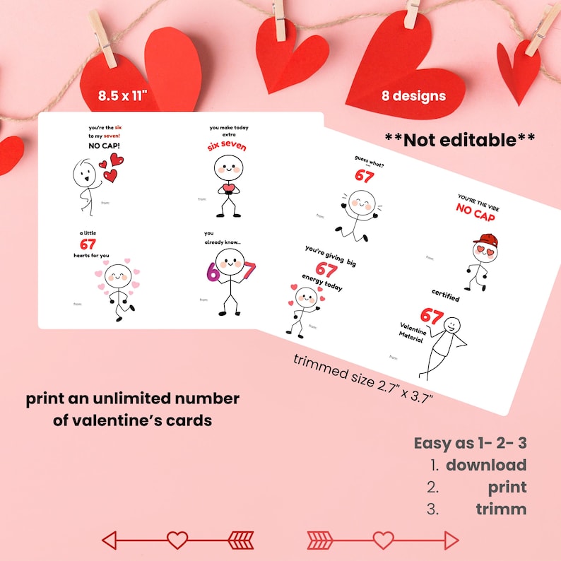 67 Gen Z Slang| Funny Stick Figure Valentine Cards (printable Set) - Etsy