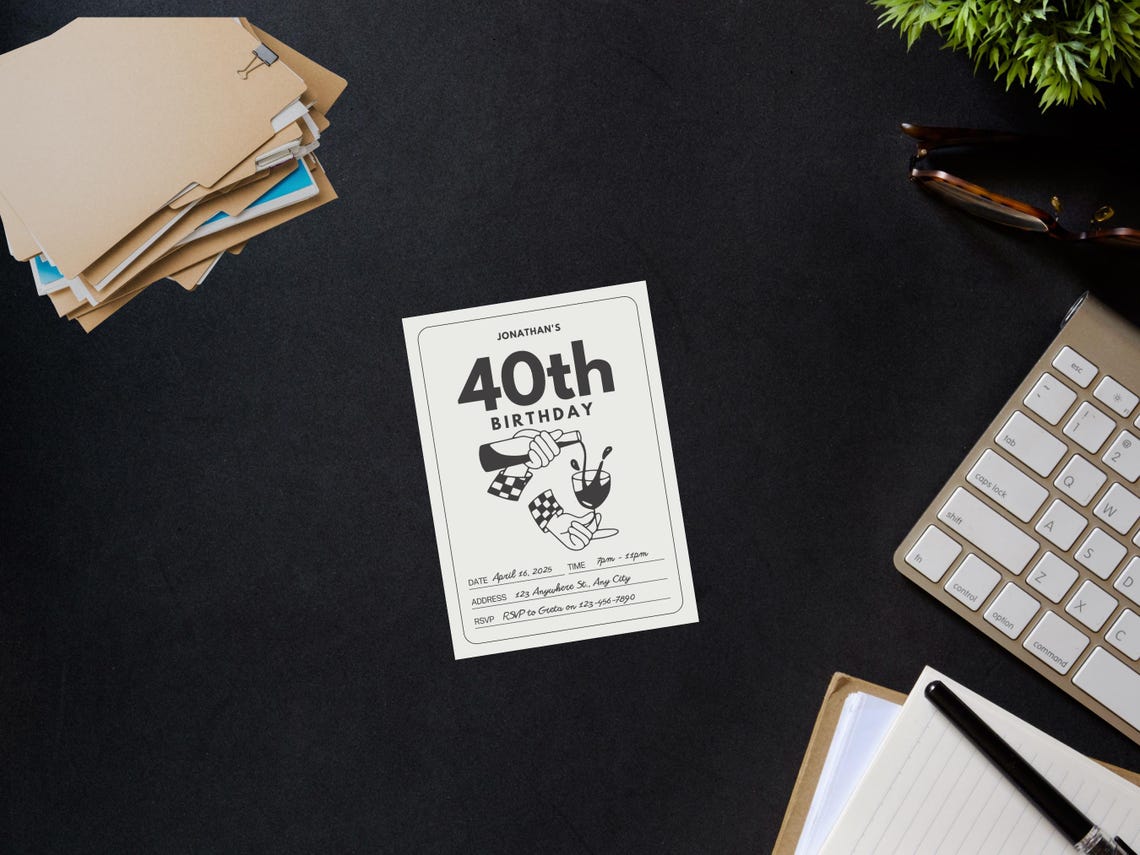 40th Birthday Invitation Template: Editable Canva Design (digital ...