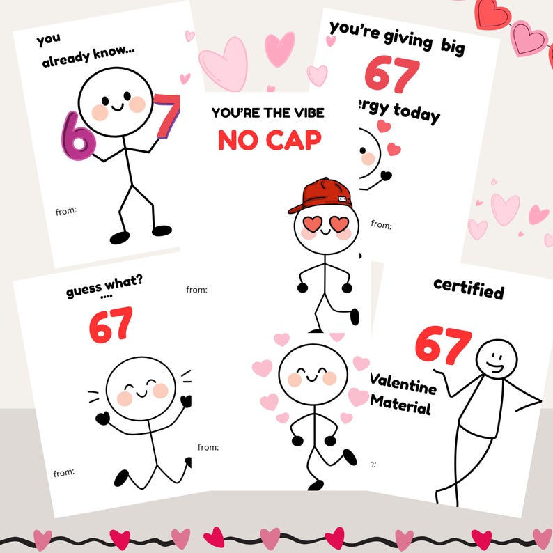 67 Gen Z Slang| Funny Stick Figure Valentine Cards (printable Set) - Etsy