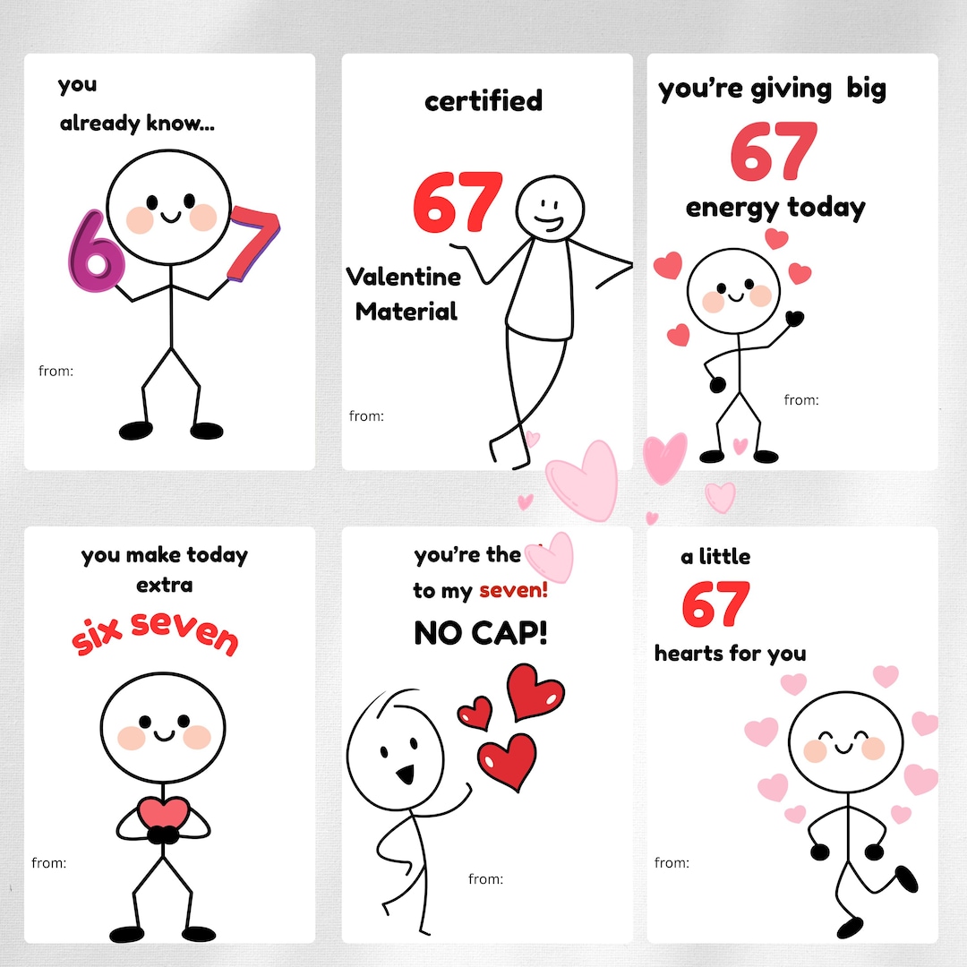 67 Gen Z Slang| Funny Stick Figure Valentine Cards (printable Set) - Etsy