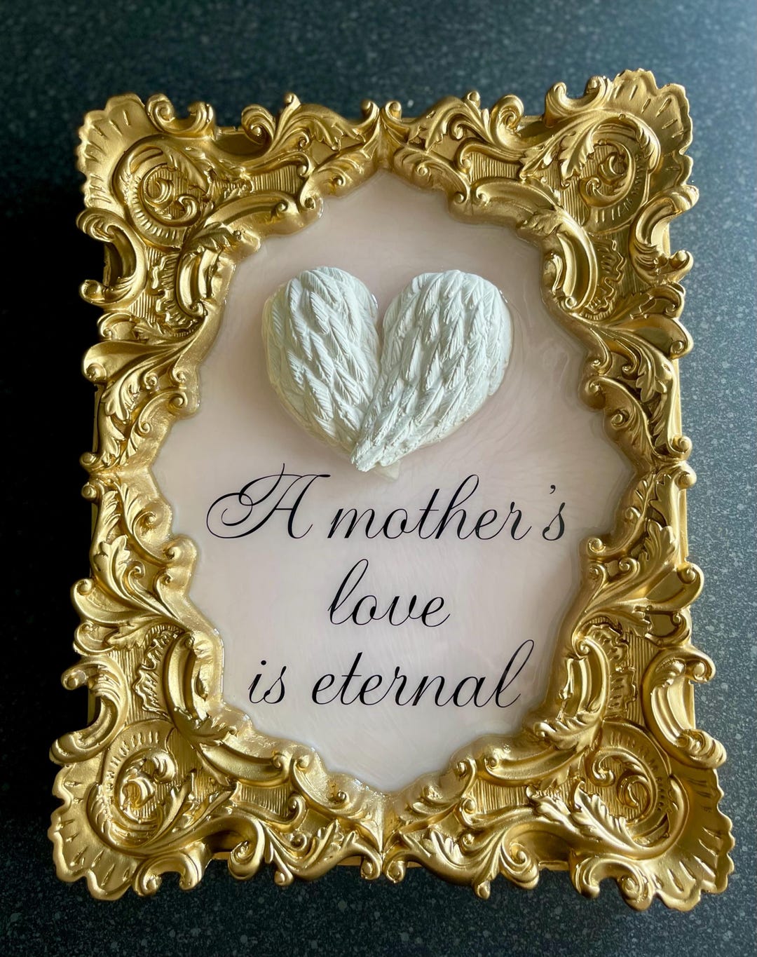 Baroque Angel Wings Heart Wall Art, "a Mother's Love is Eternal", Gold ...