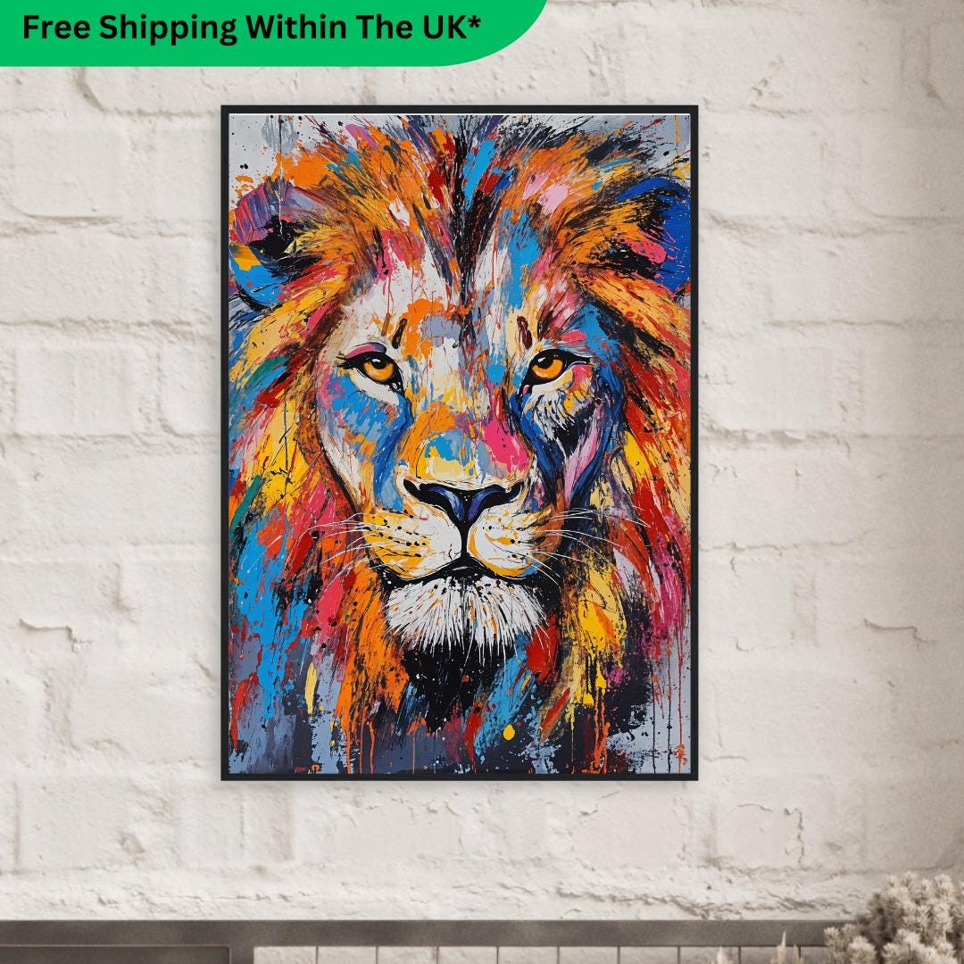 Lion Wall Art, Lion Art Wall Decor, Living Room Decor, Lion Poster ...
