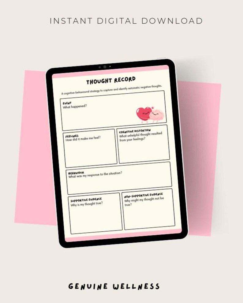 CBT Cognitive Distortions Therapy Worksheet | Thought Reframing ...
