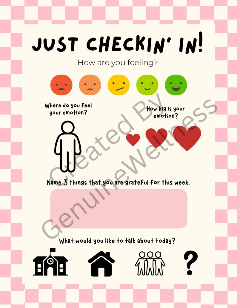 Mental Health Check-in Worksheet | Mental Health Worksheet | Digital ...