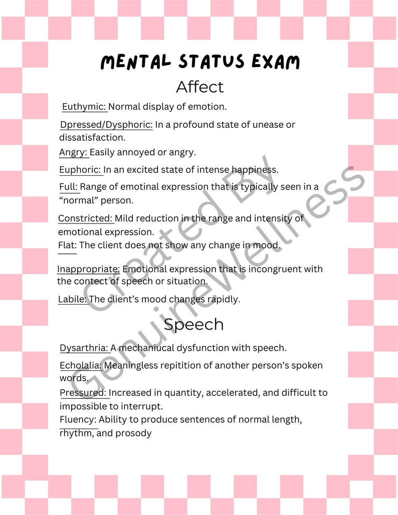 MSE Quick Reference Guide | Mental Health Resource | Therapist ...