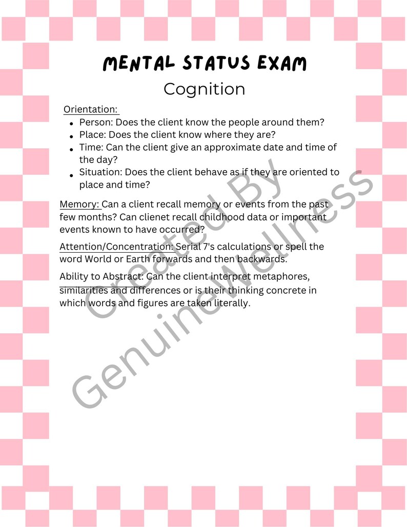 MSE Quick Reference Guide | Mental Health Resource | Therapist ...