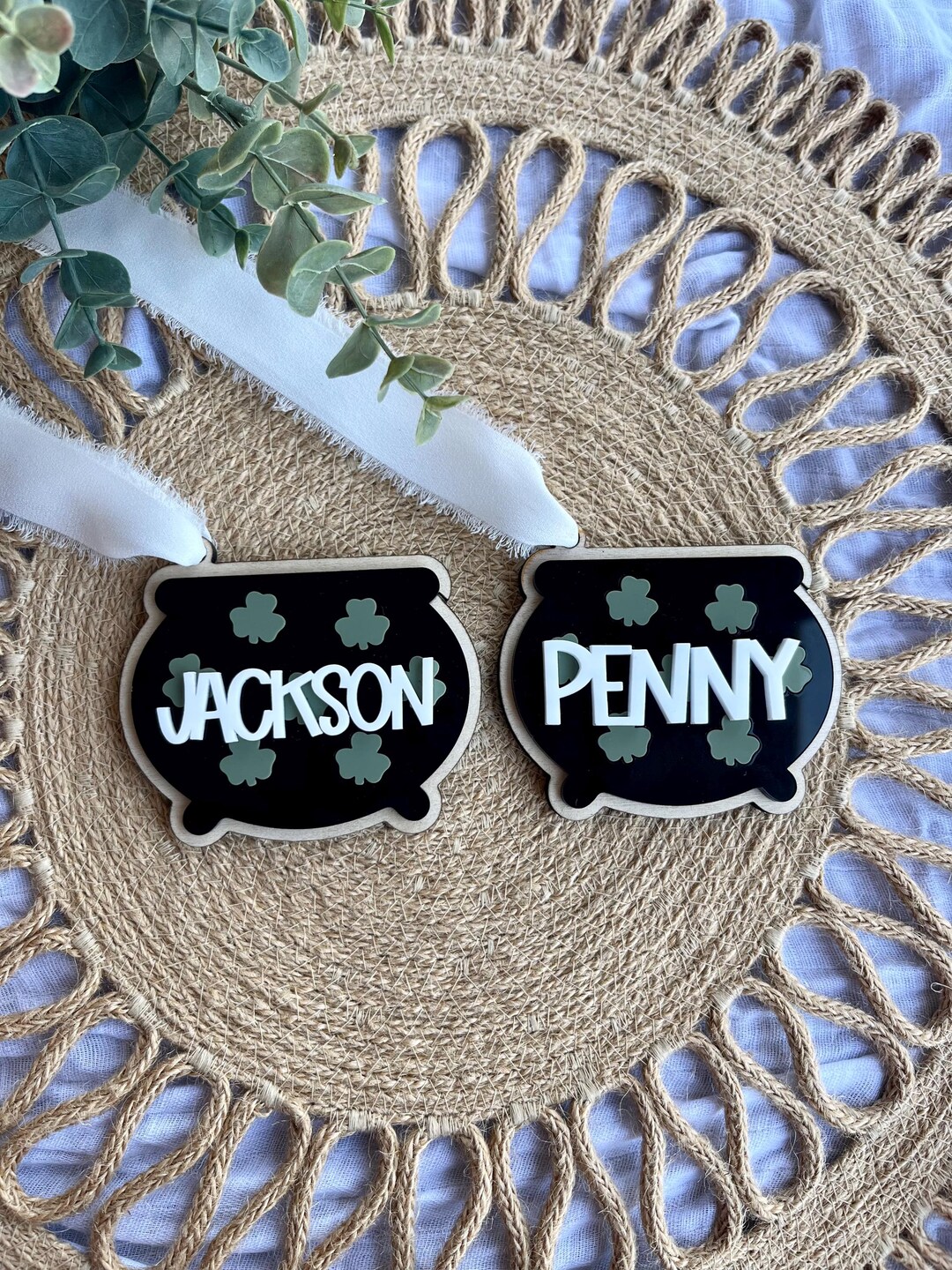 St. Patrick's Day Basket Tags, Shamrock Name Tags, St. Patty's Day Gift ...
