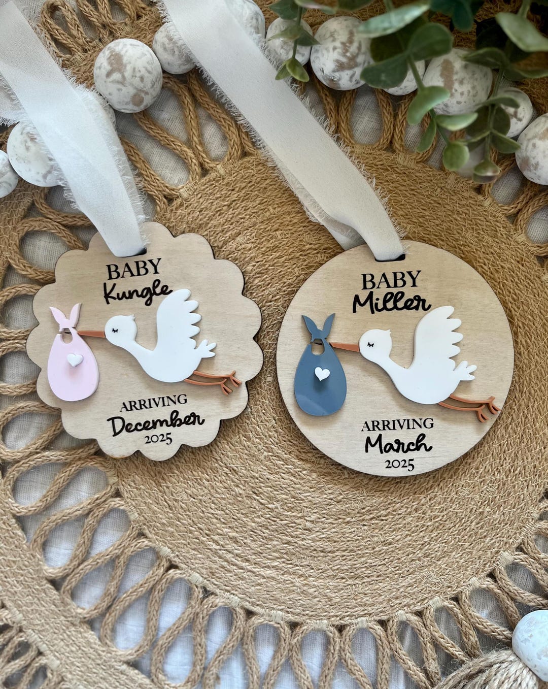 Stork Pregnancy Announcement, Pregnancy Announcement Ornament, We're ...