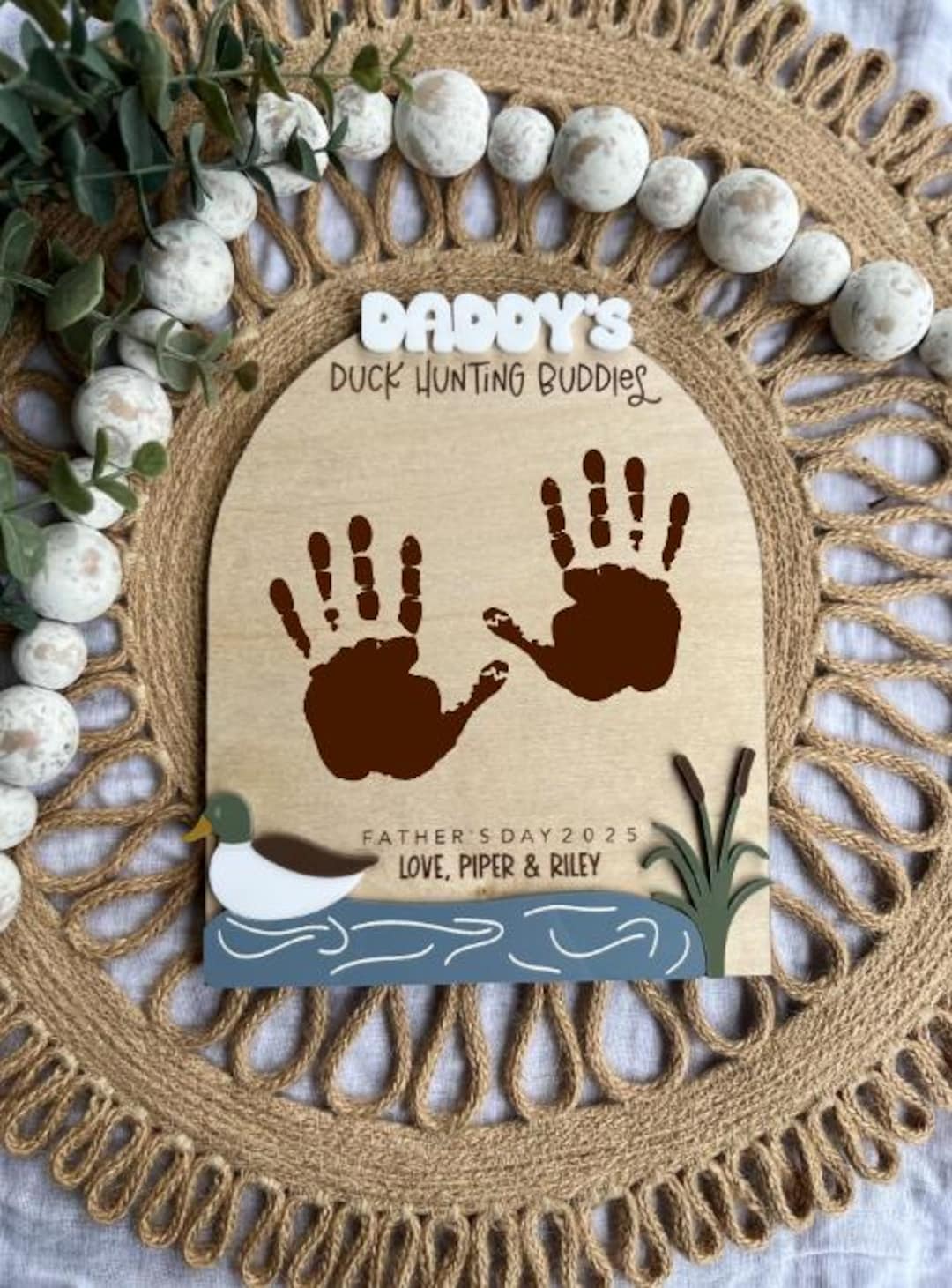 Duck Hunting Father's Day Handprint Board, Father's Day Gift, Gift for ...