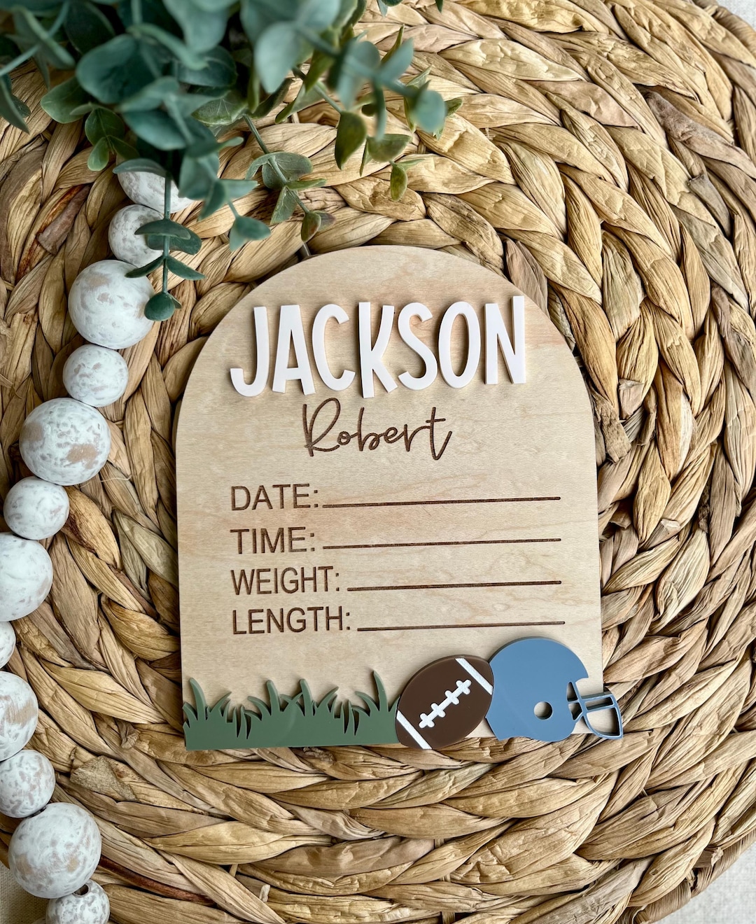 Football Birth Stats Sign, Football Name Announcement for Baby, Baby ...