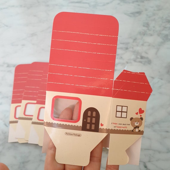 5 Red Mini House Paper Gift Boxes 2.5x1.6x2.5in Wrapping - Etsy