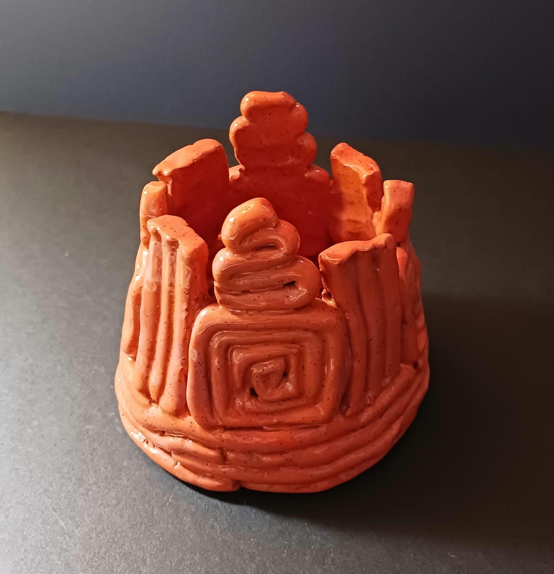 Bright Orange Ceramic Coil Container - Etsy