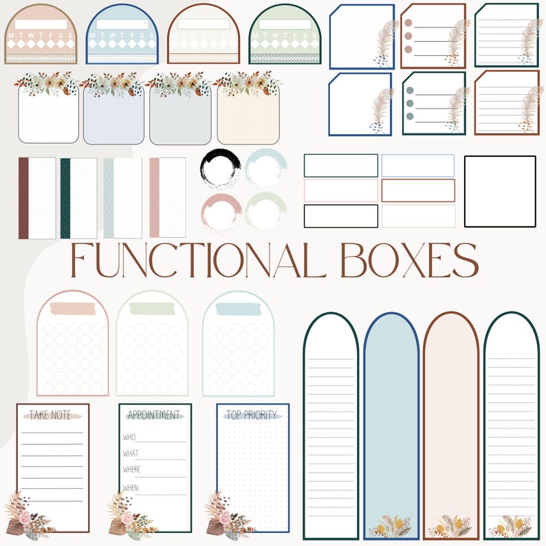 Boho Digital Stickers for Digital Planning, Goodnotes, Noteful, One ...