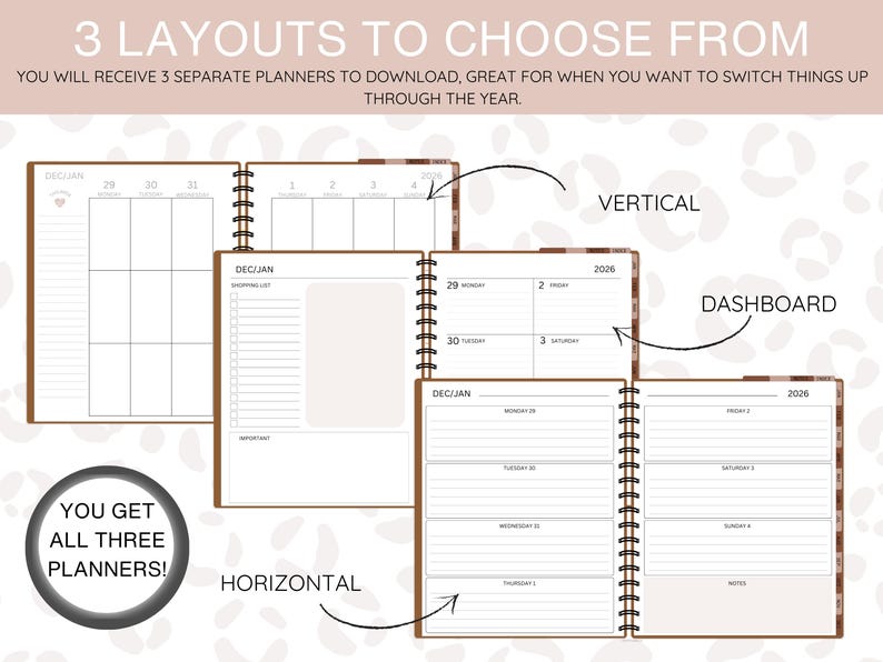 2026 Digital Planner Bundle: Leopard Print Design. Stickers, Covers ...
