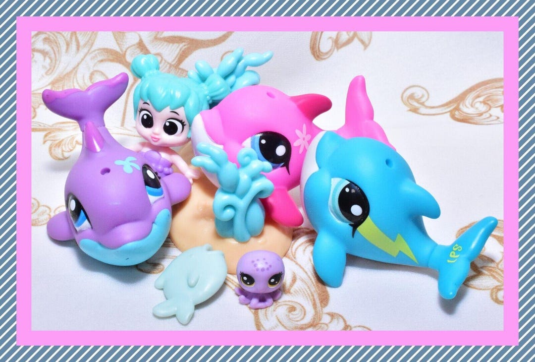 Authentic Littlest Pet Shop LPS Swim 'n Fish Dolphin #1922 #29 #65 Baby ...