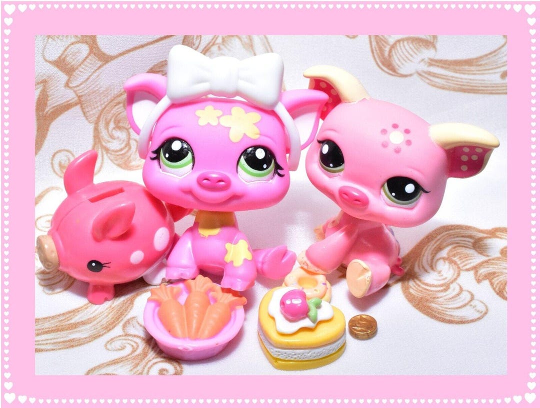 Authentic Littlest Pet Shop LPS Rare Pink Flower Blythe Pigs 1858 2530 ...
